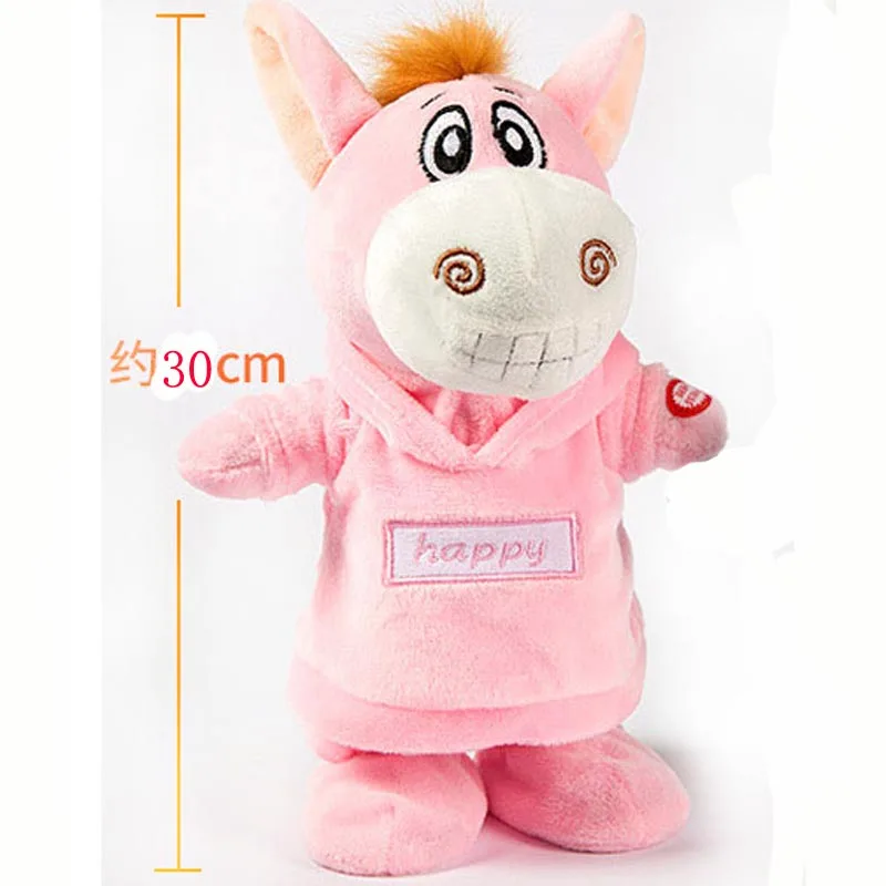 Kids Electronic Big Plush Toys 30cm Cute Donkey Walking And Singing ...