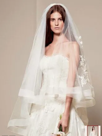 Cover Face Bridal Short Veil 1.5X1.5M Simple Lace Appliques Strech Edge ...