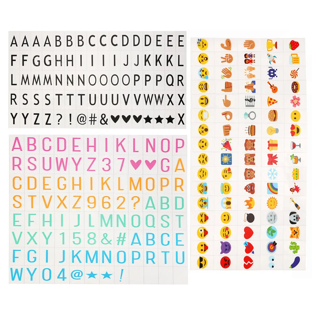Colour Emoji Letters Symbols Stickers FOR A3 A4 A5 CINEMATIC Light Up ...