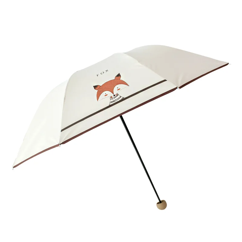 Creative Mini Cartoon Fox Animal Pattern Umbrella Women Girl Sun Rain ...