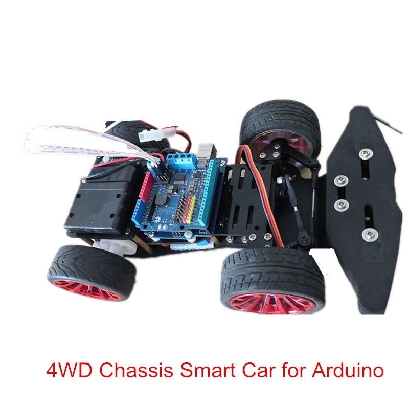 Elecrow 4WD Chassis Smart Car for Arduino Car Platform with Metal Servo Bearing Kit Steering ...