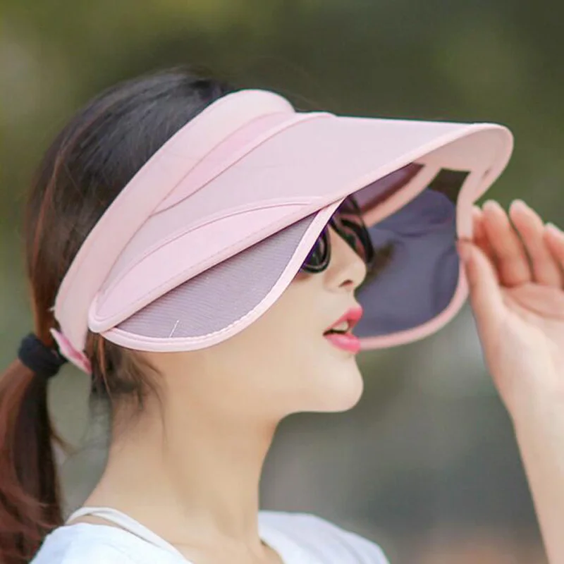 100pcs Lot Flexible Air Top Women Sun Visor Hat Summer Fold Sunscreen