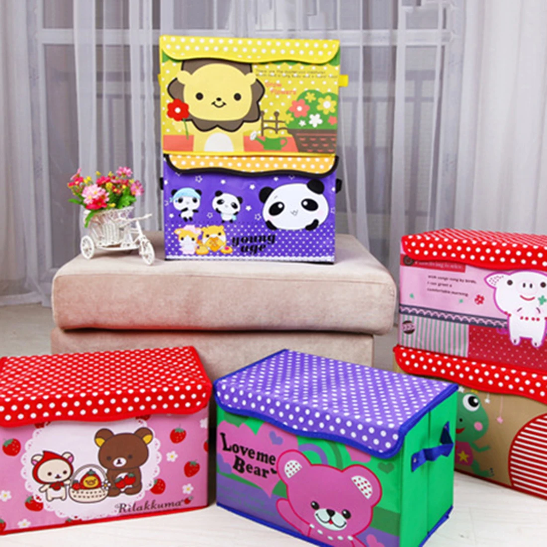 High Quality 1pcs Cute Cartoon Storage Box Foldable Clothing Children ...