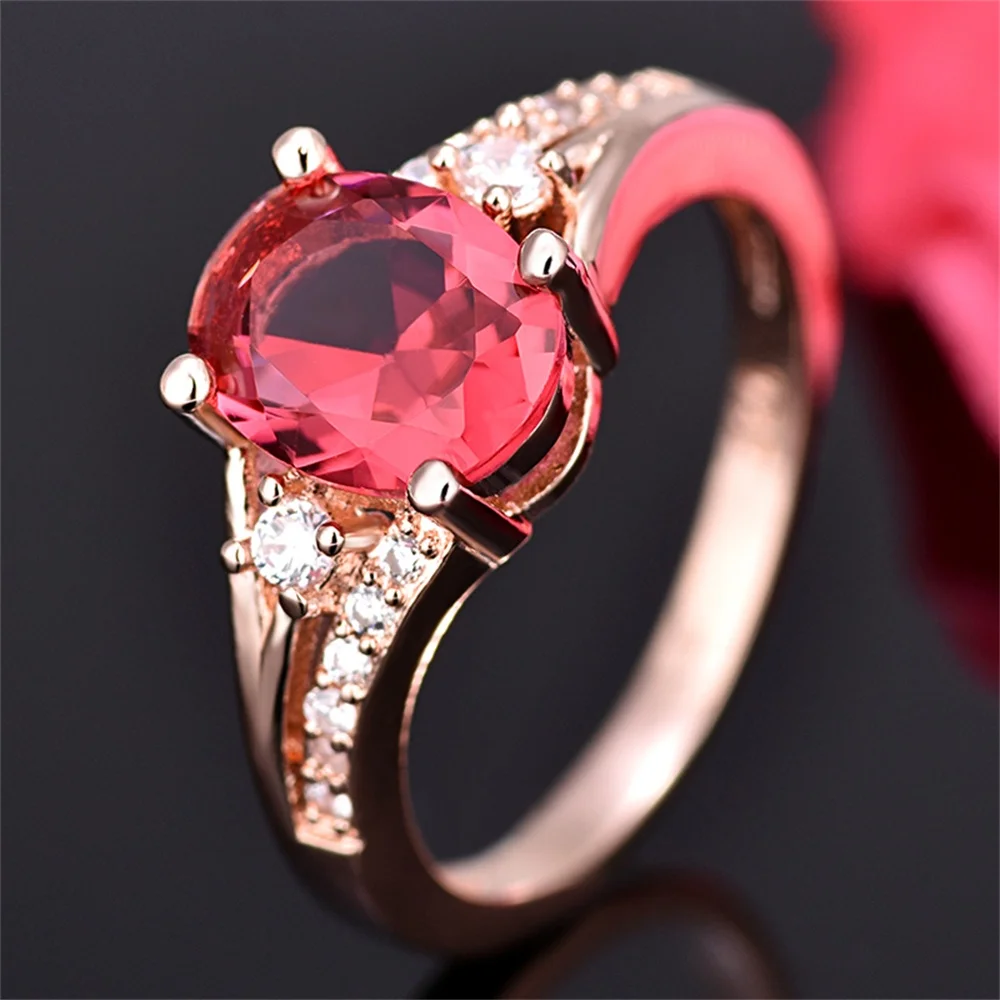 Plated Rose Gold Rings Women Girls 2018 Fashion Big Red And White ...