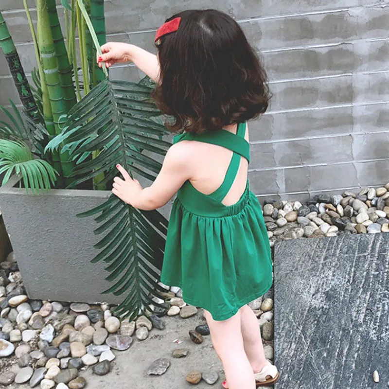 Trajes de verano sin mangas de algodón Casual de diseño Halter para niñas y bebés de alta ...