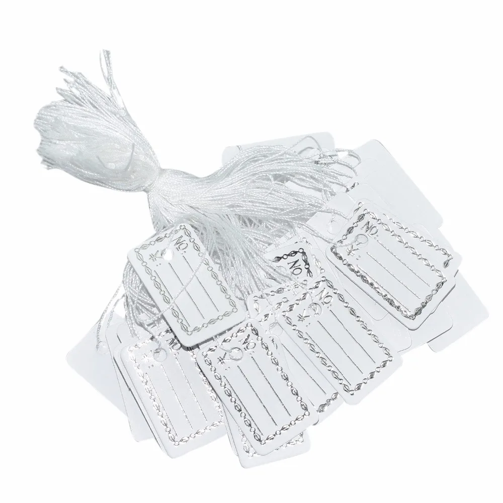 500 Pack Jewelry Display Tie-on Price Tag Label Silver White Jewelry ...