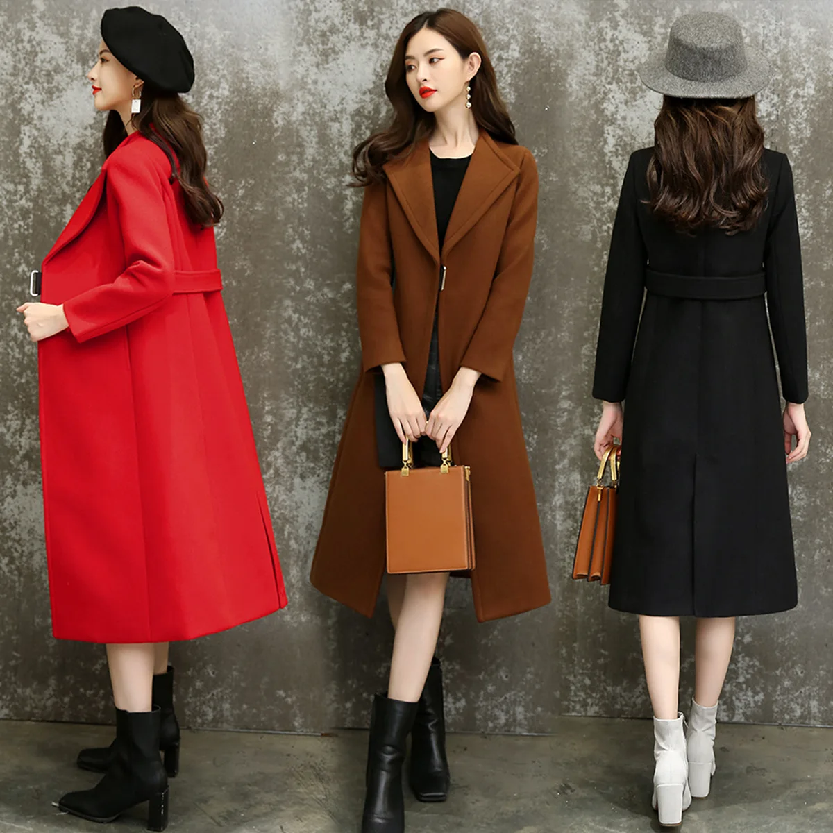 2017 fashion women coat famale overcoat female long slim blend woolen ...