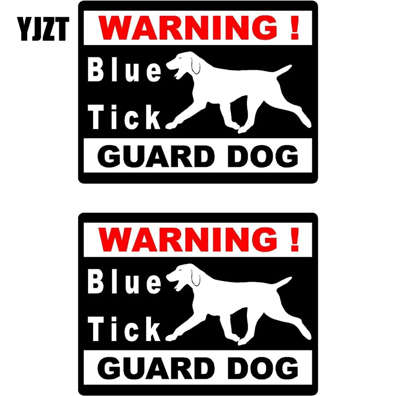 YJZT 15*11.5cm 2x Cartoon WARNING Blue Tick Guard Dog Retro reflective ...