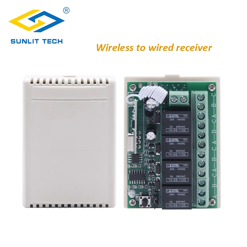 Wireless to Wired Receiver 4 Channel Relay Magnetic Alarm Contact ...