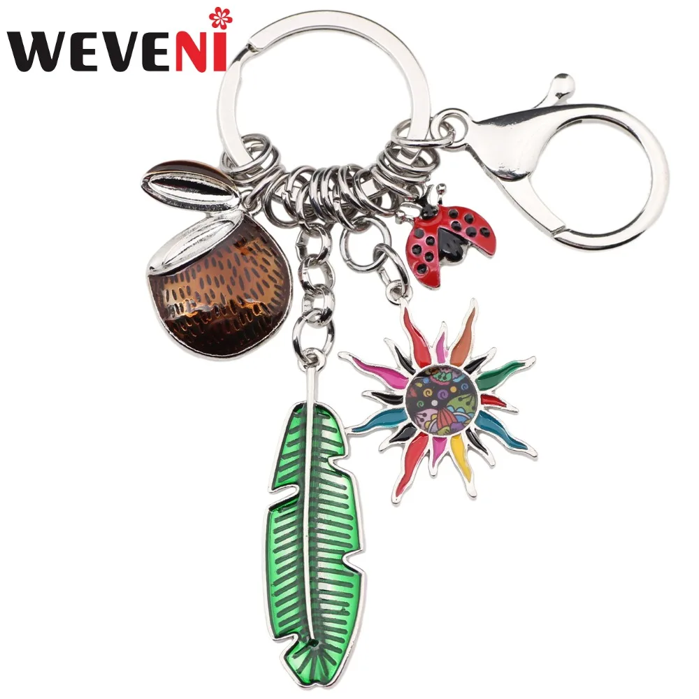 Weveni Tropic Summer Collection Alloy Coconut Leaf Sun Flower Key ...