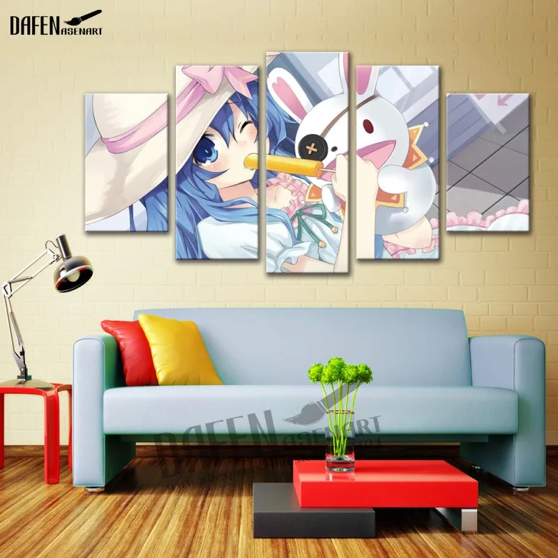 5 Panel Irregular Animation Japanese Anime Dating Big Fight Canvas ...