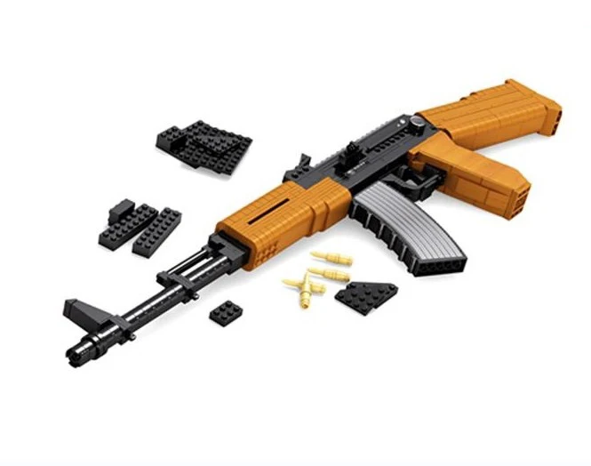 AK 47 Assault rifle GUN Weapon Arms Model 1:1 3D 617pcs Model Brick Gun ...