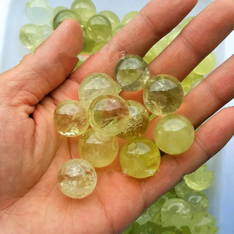 10pc Natural Brazilian yellow crystal ball transports feng shui crystal ...