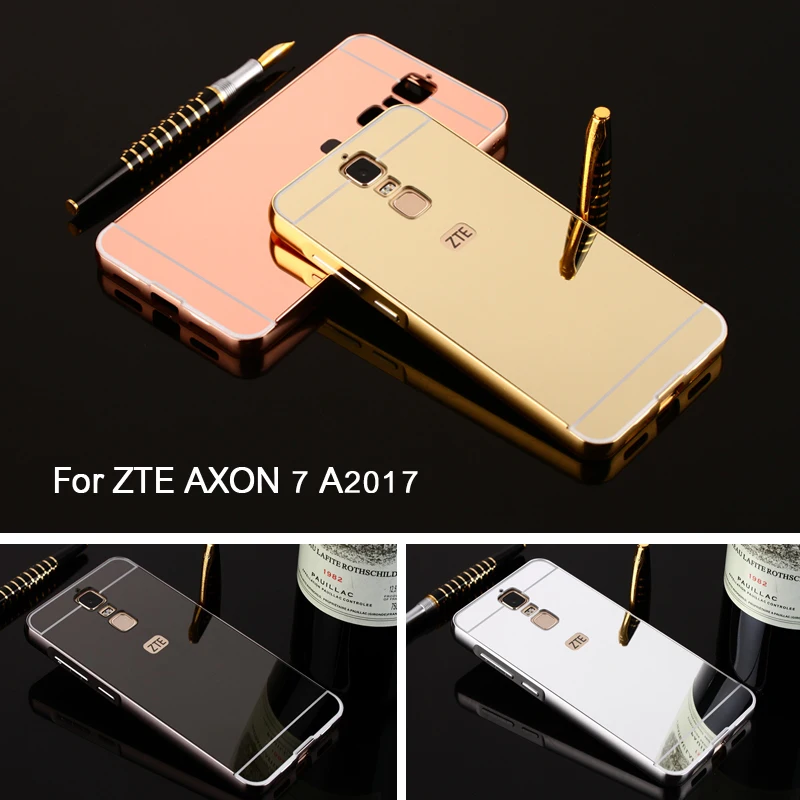 5.5" For ZTE Axon 7 case Mirror Metal Aluminum+Acrylic Hard Cover for ...