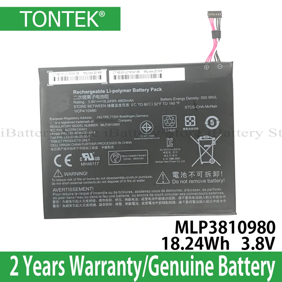 Genuine Mlp3810980 Battery For Hp Pro Tablet 408 G1 L4a35ut I508o ...