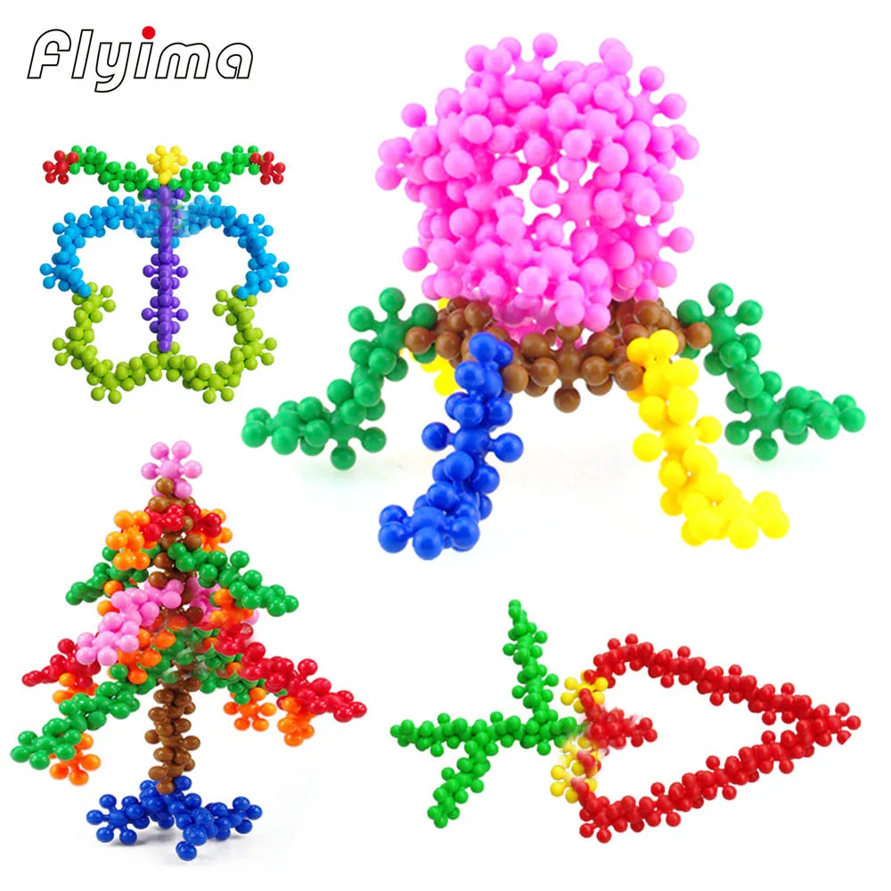Building Blocks Set Click Connect Interlocking Solid snowflake plum ...