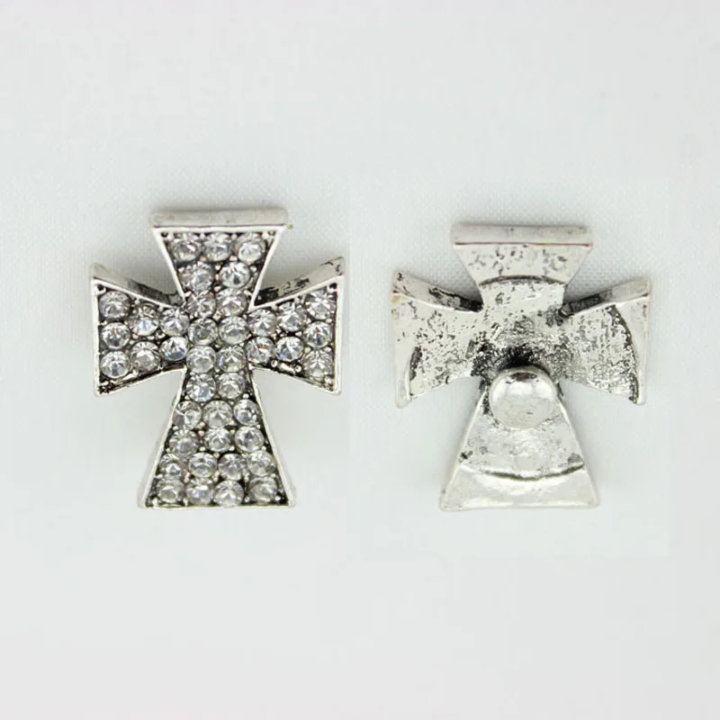 10pcs/lot new fashion women men rhinestone cross snap button jewelry ...