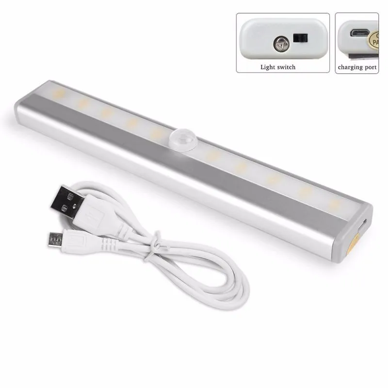 2Pcs 10 LED IR Infrared Motion Detector Wireless Sensor Lighting Closet ...