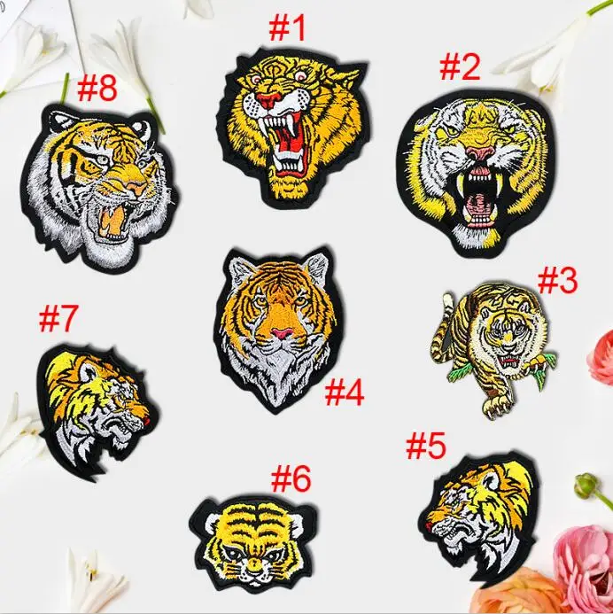 5pcs/lot Animal Tiger Patch Embroidered Iron On Patches For T shirt Clothes Garment Applique DIY ...