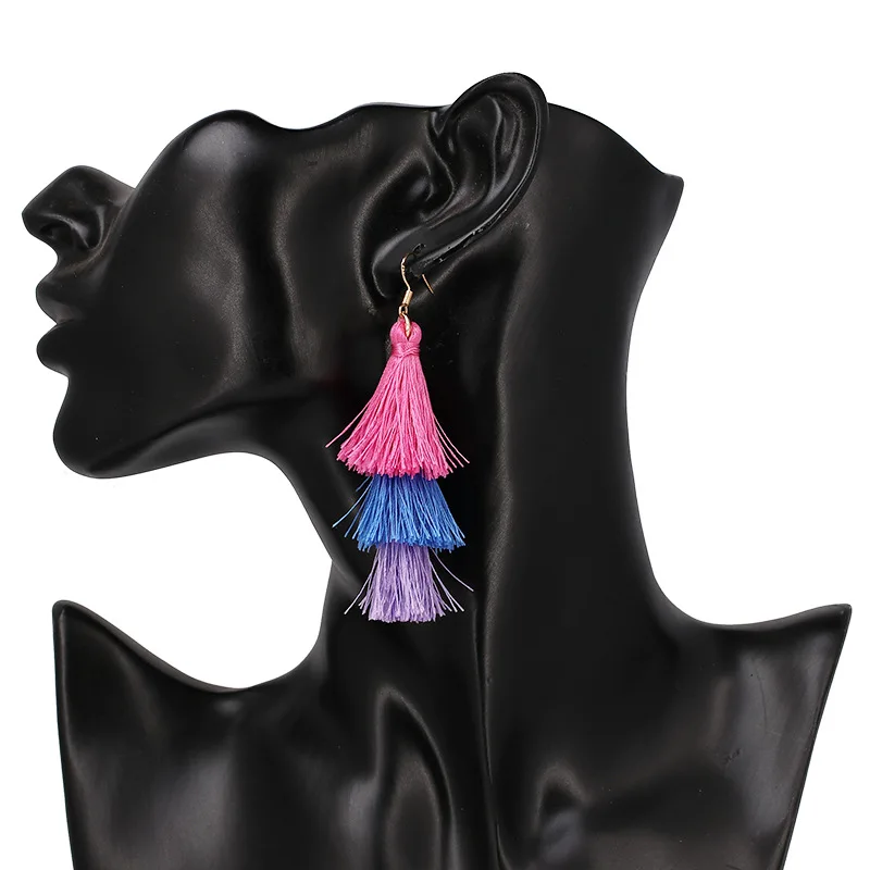 New Fashion Tiered Long Tassel Earrings For Women Statement Jewelry 3