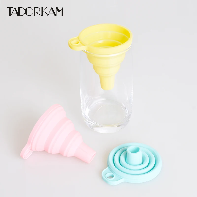 1pc silicone rubber funnel Gel Foldable Collapsible kitchen tools 3 ...