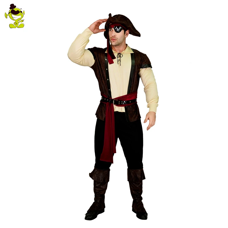 Traje de pirata masculino trajes de halloween cosplay fantasia vestido ...
