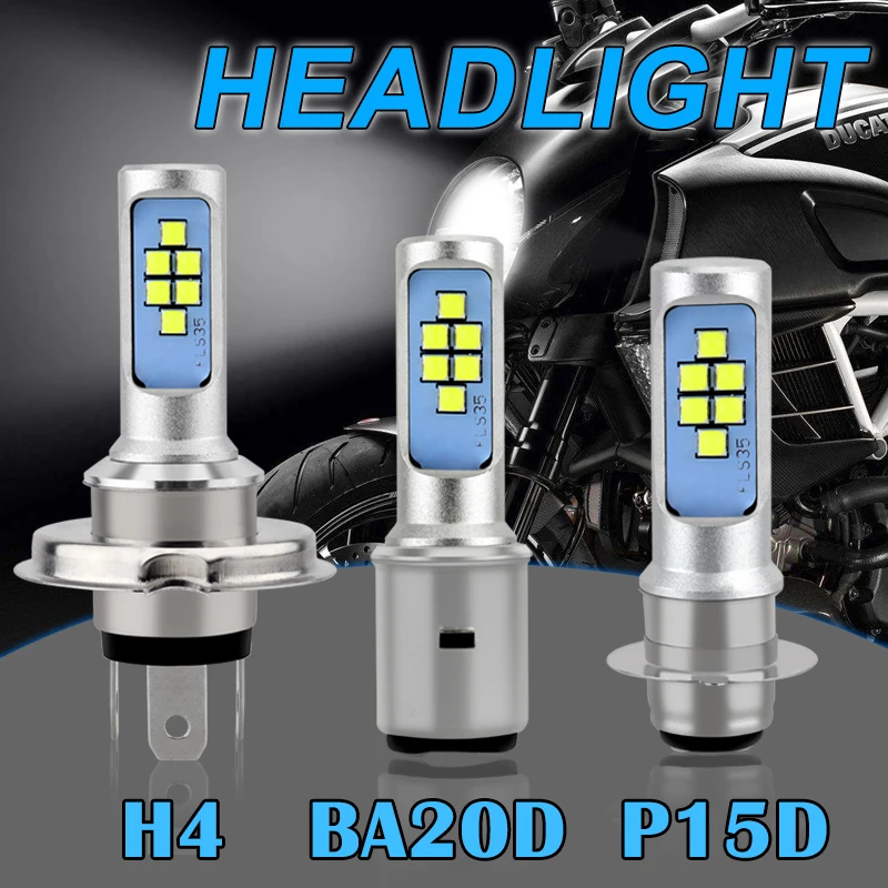 H4 H6 P15d Ba20d Led Bulb Motorcycle Headlight Canbus Fog Light White 1200lm Hi Lo Lamp Scooter ...