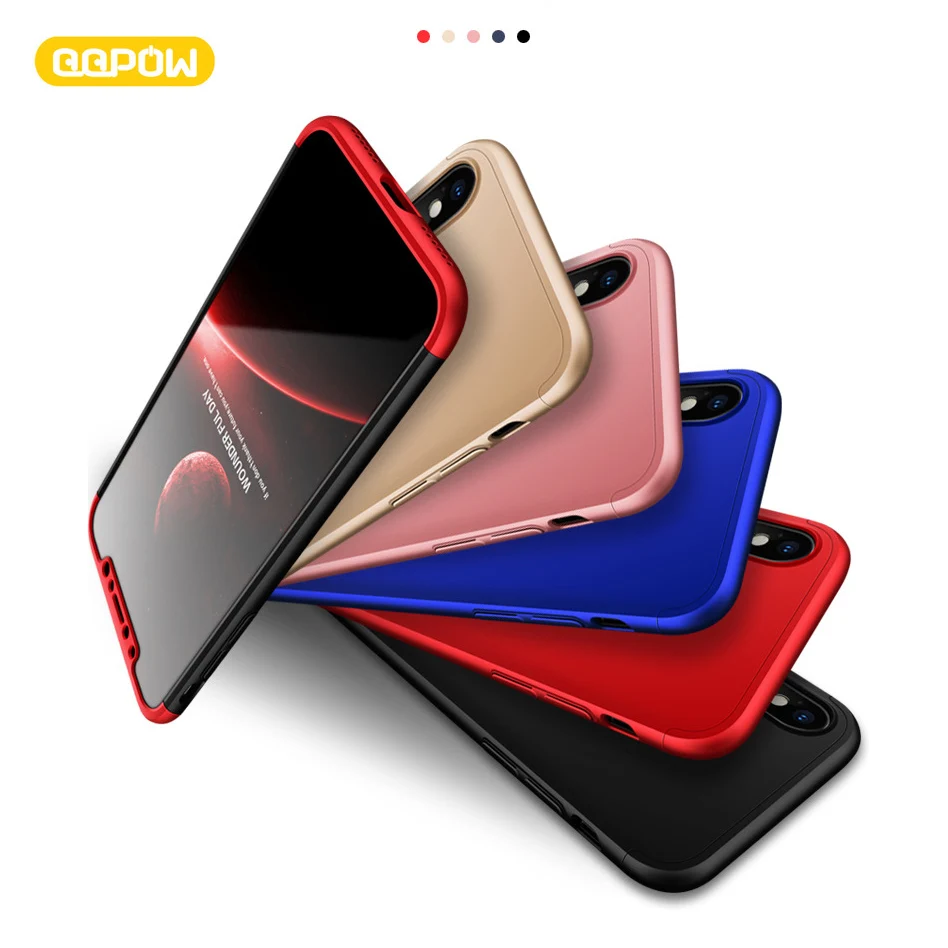 QQPOW For iPhone X 10 360 Degree Protection Case Cover Luxury Plastic ...