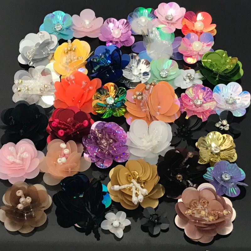 20pcs/lot Mixed Sequin Flower Patch DIY Different Colors Flower Patches ...