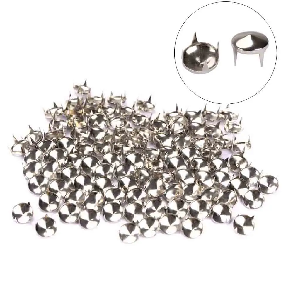200Pcs 12mm Silver Round Cone Stud Rivet Spike Punk Bag Belt ...