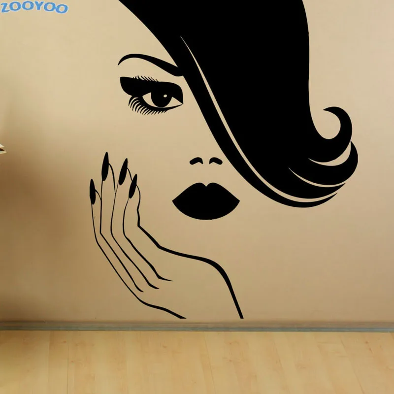 Zooyoo Manicure Wall Decals Beauty Girl Hands Nails Salon Vinyl Sticker ...