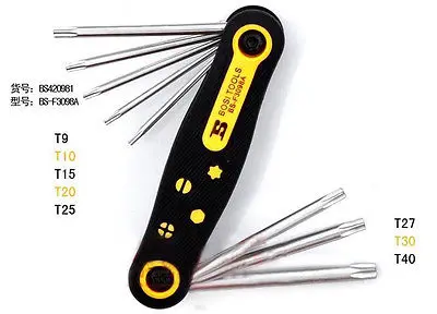 8pcs Metric Folding Allen Hex Key Star Torx Wrench Set Chrome vanadium ...