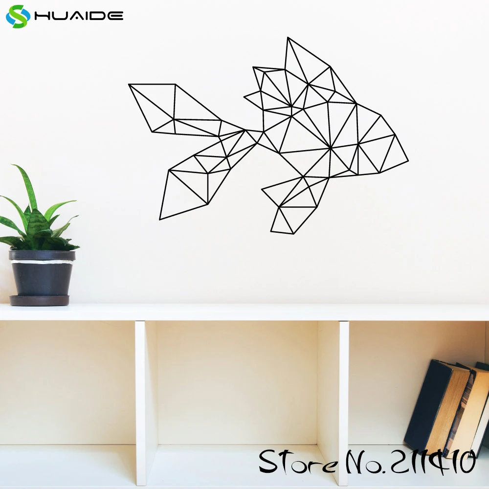 Geometric Goldfish Wall Decal Sticker Cute Fish Wall Art Stickers For ...