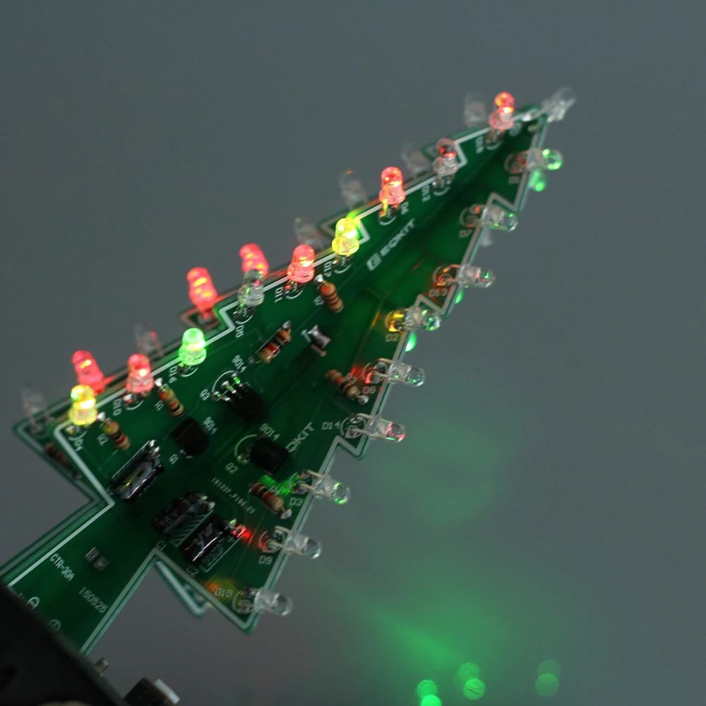 DIY Electronic Kit 7 Colors 3D Christmas Tree LED Flash Kit Three ...