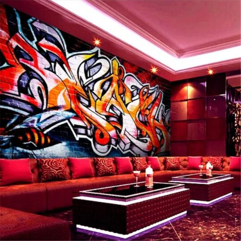 beibehang-Wallpaper-Mural-Custom-Wild-Graffiti-Continental-Graffiti-Bar ...