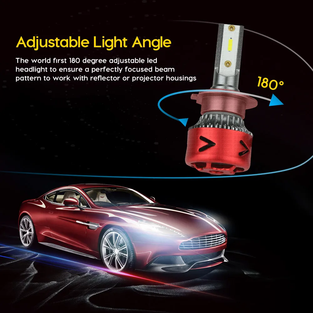 Zdatt 2 шт. H7 светодиодный Headllights H4 светодиодный лампы H1 H11 ...