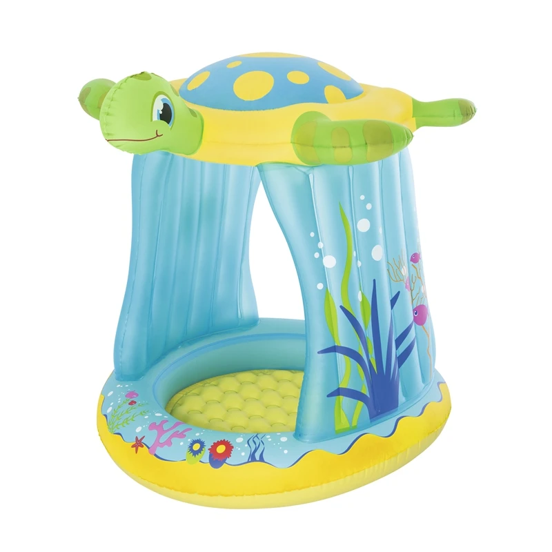 Inflatable Turtle Totz Play Pool Float Baby Seat With Sunshade Swim ...