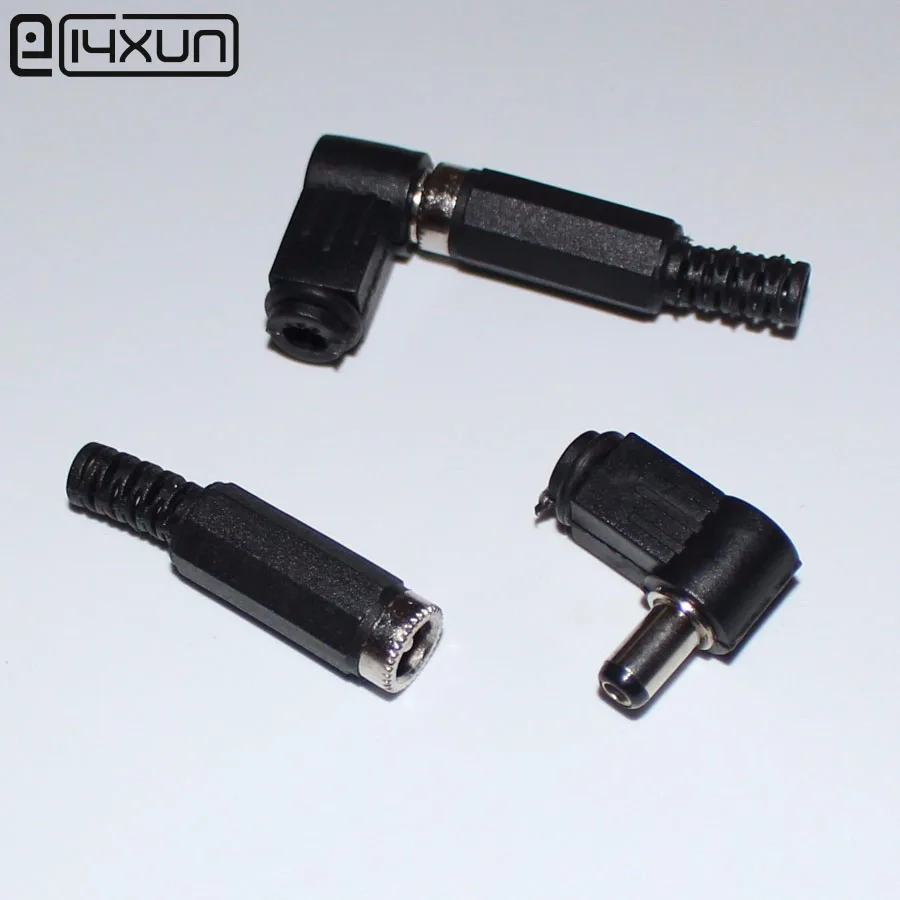 1pair 2.1x5.5mm DC Power Female Jack + Male Plug Connector 90 Degrees ...