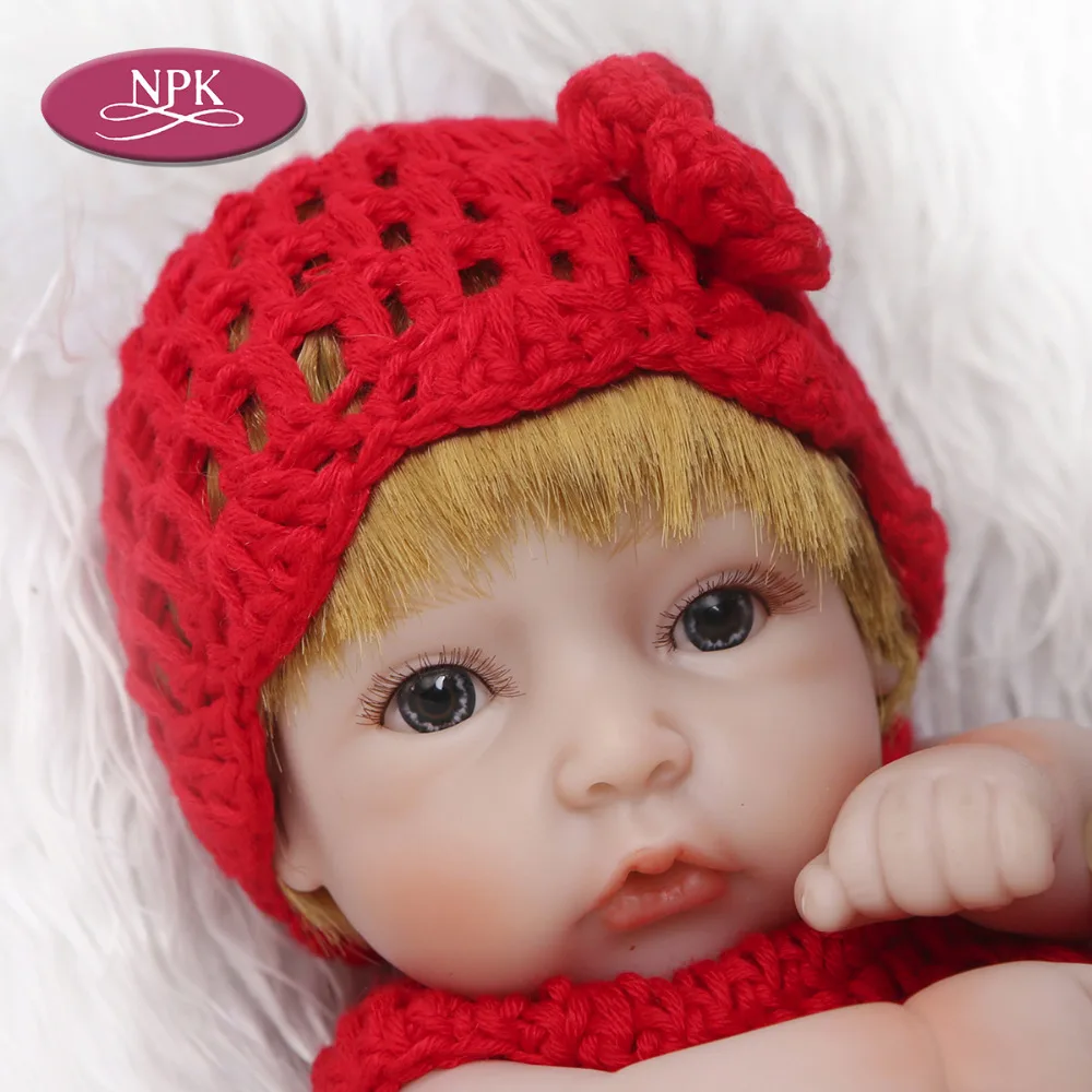 NPK 27CM Full SIlicone Reborn Baby Doll Lifelike Mini Princess Red Girl ...