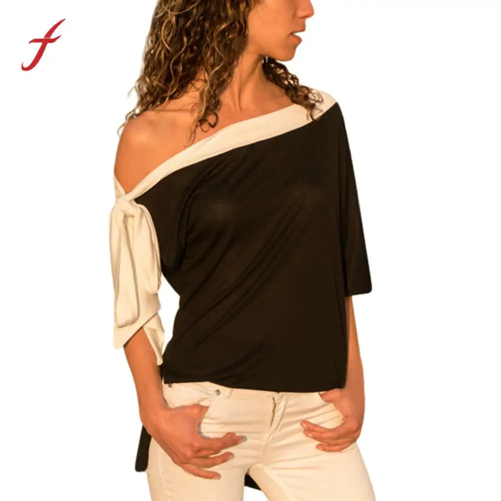 2019 Summer Women Casual Slanted Shoulder Tops Blouse modis vintage ...