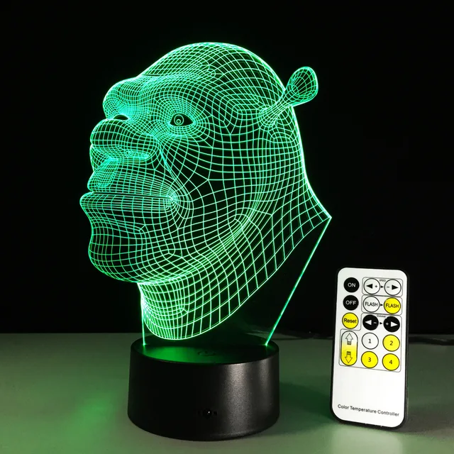 Cartoon Shrek LED Night Light Colorful 3D Night Light LED Illusion Lamp ...