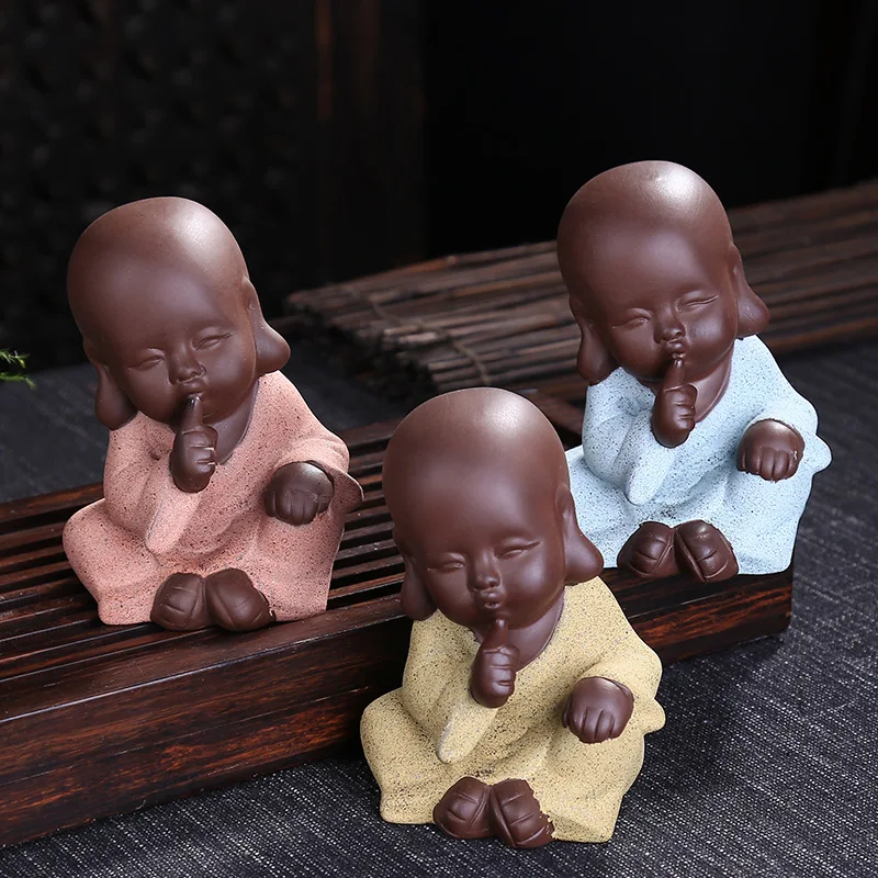 Promotional,cute buddha tea pets,lovely colorful small monk pottery ...