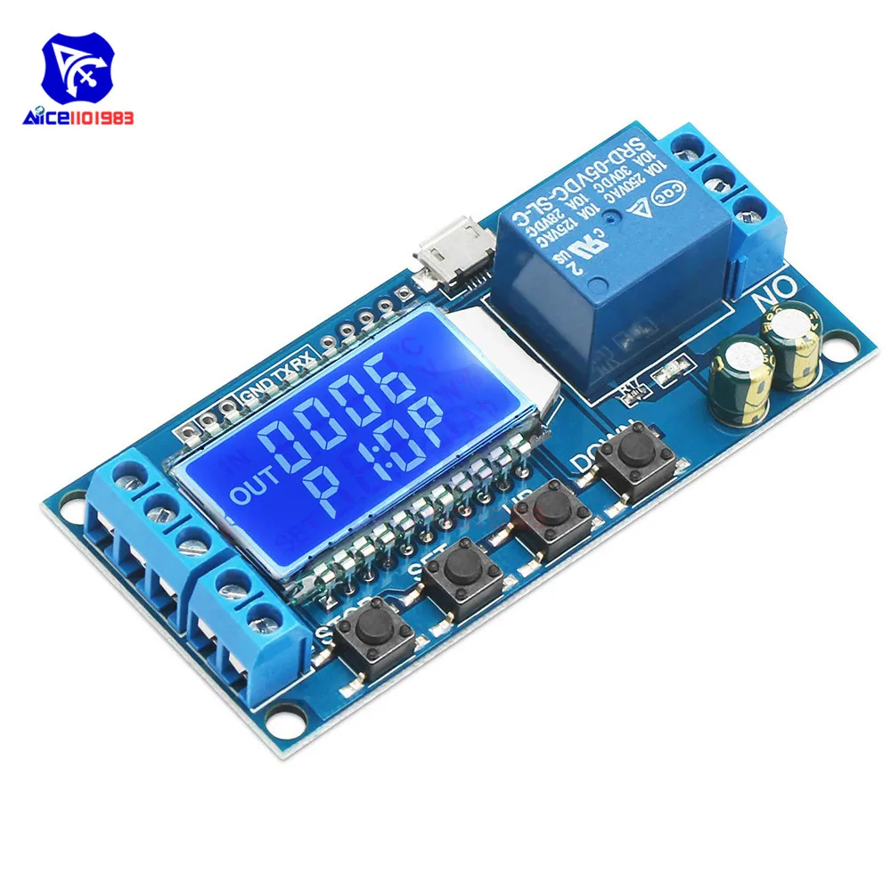 diymore Timer Delay Cycle Relay Module DC 5V 0.01s-9999mins Trigger Switching Relay Board with ...