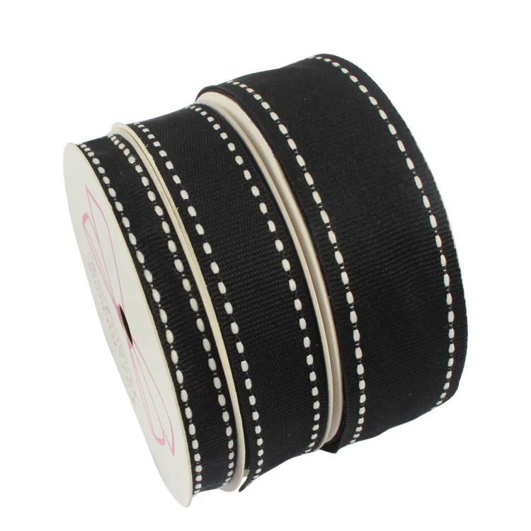 Laribbons White Stitch Black Grosgrain Ribbon Bundle for DIY Craft Gift ...