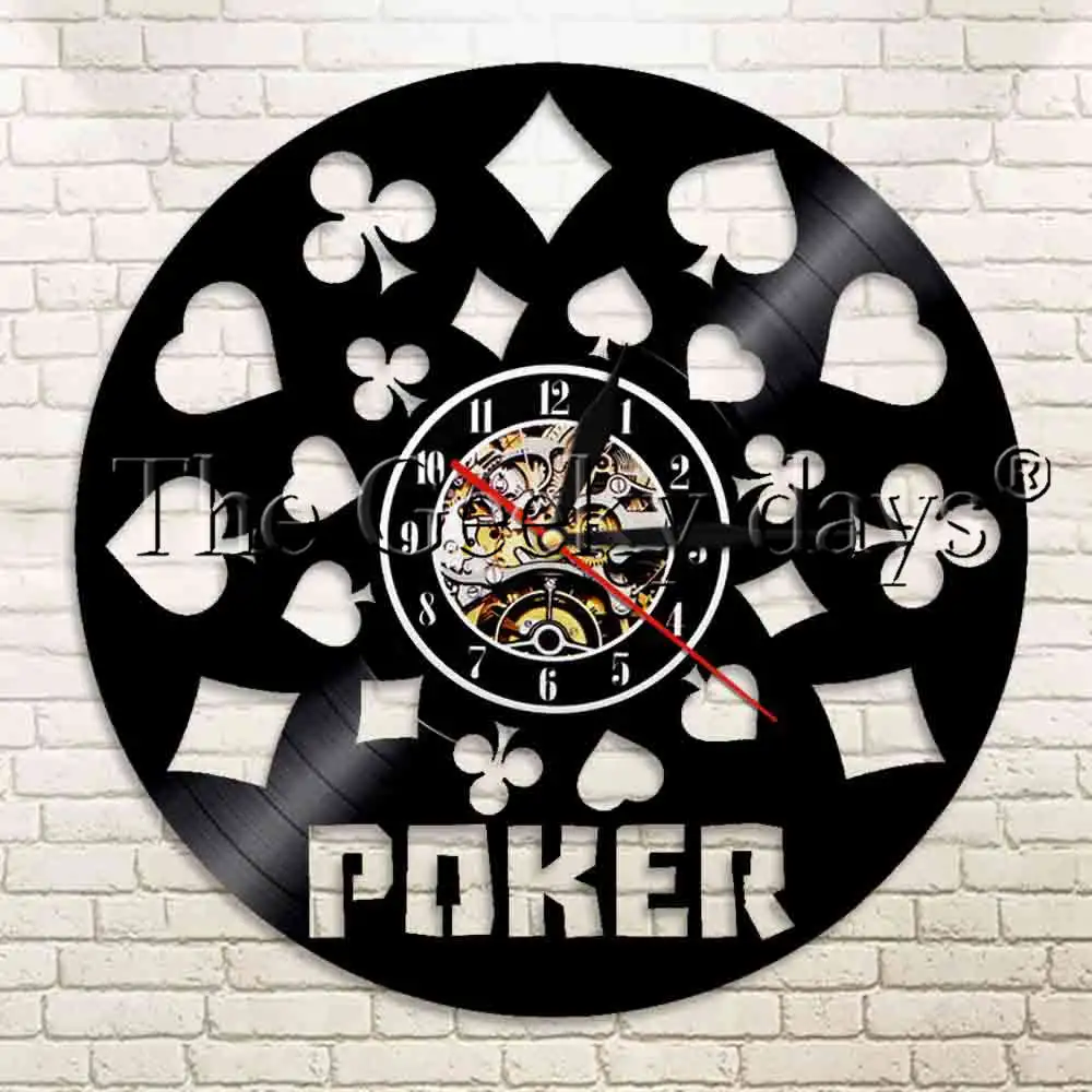 1Piece Playing Cards Vinyl Record Wall Clock Casino Poker King Gambling ...