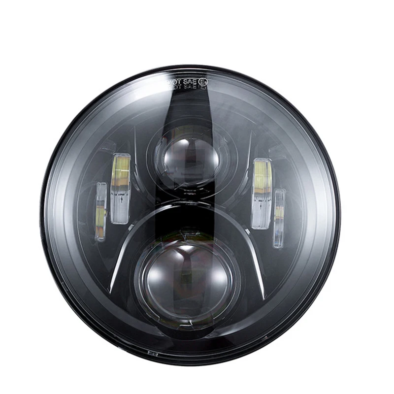 7'' LED Headlight with DRL Halo Round Headlights For Jeep JK VAZ 2121 ...