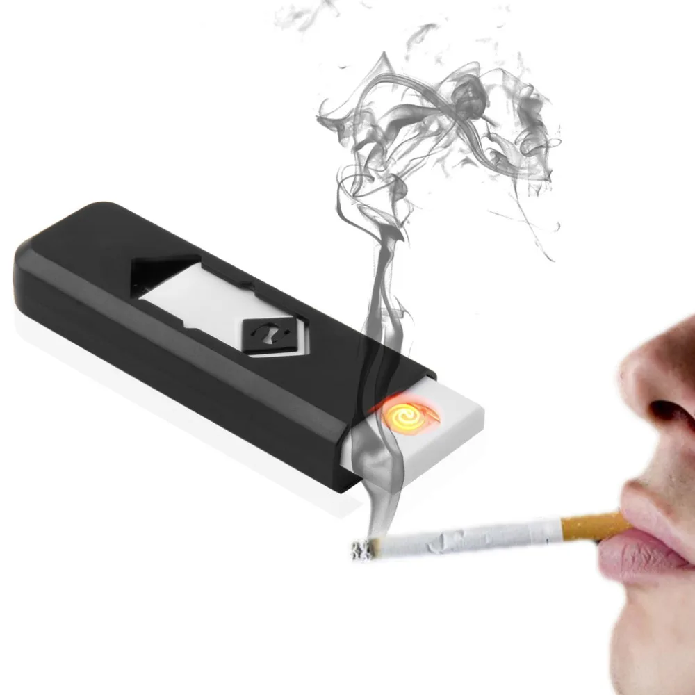 Electronic USB Cigarette Lighter Windproof Ultra thin No Gas USB ...