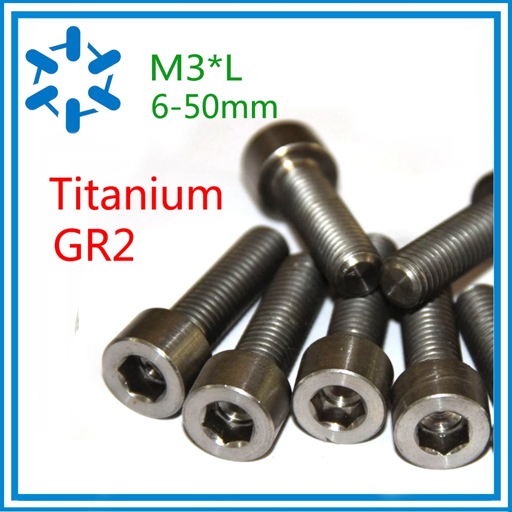 50pcs Pure Titanium Hex Socket Cap Screws bolts M3 5 6 8 10 12 15 16 20 