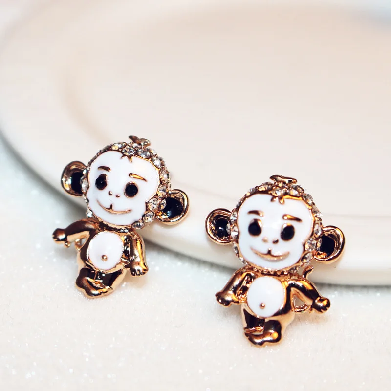 Korean-American-fashion-exquisite-silver-monkey-Zodiac-gold-earrings ...