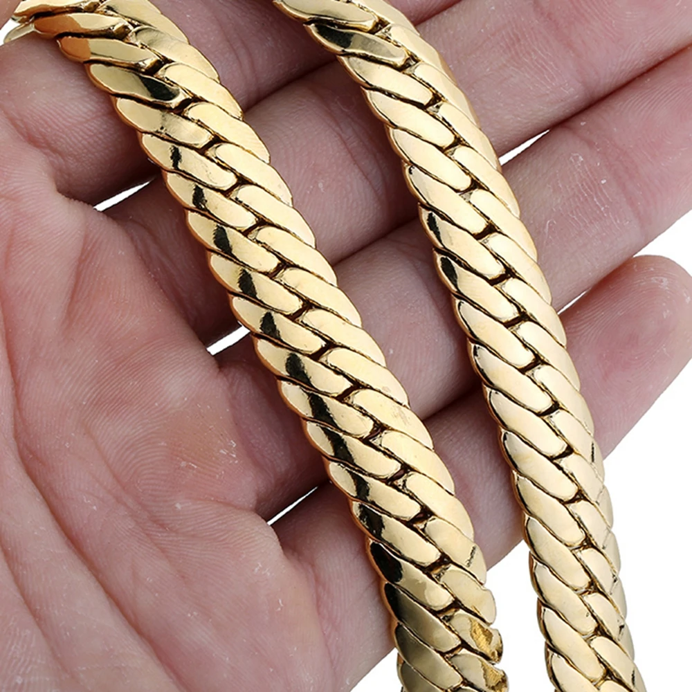 Aliexpress.com : Buy Mens Necklace Solid Chain Yellow Gold Filled Snake ...